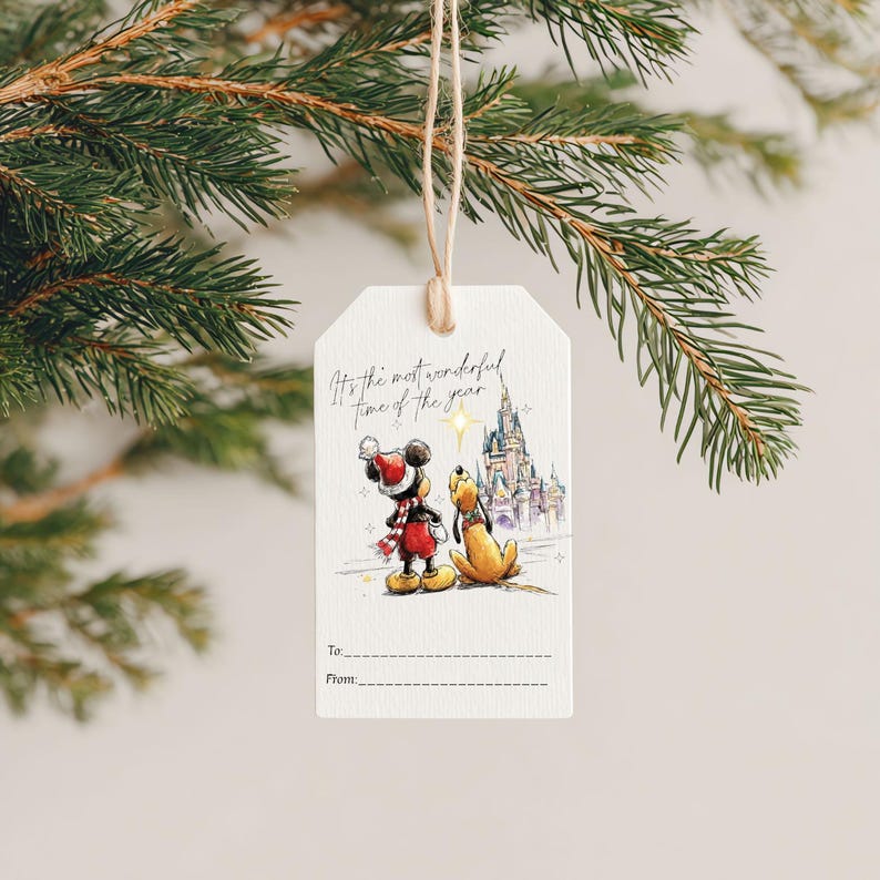 Christmas Fish Extender Tag Printable, Disney Holiday Gift Tag, Mickey ...