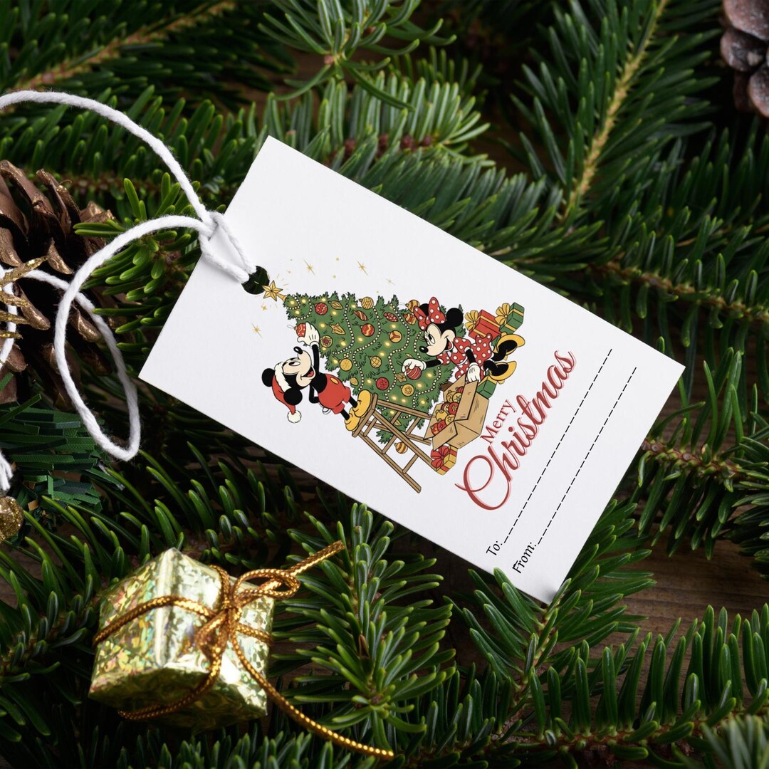 Christmas Fish Extender Tag Printable, Disney Holiday Gift Tag, Mickey ...