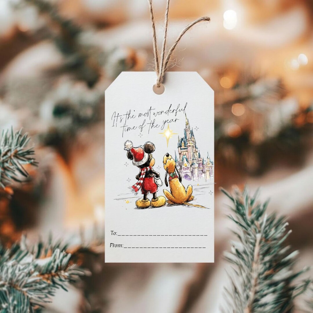 Christmas Fish Extender Tag Printable, Disney Holiday Gift Tag, Mickey ...