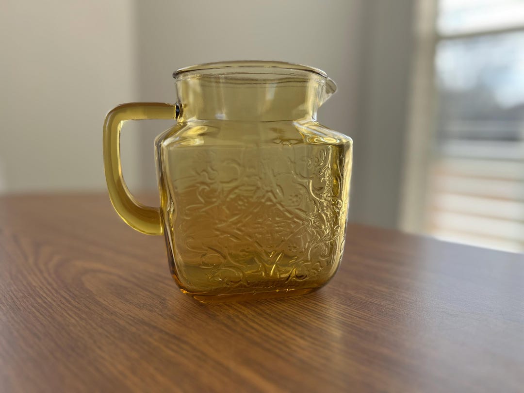 Federal Glass Madrid Amber Pitcher | Vintage Depression Glass Water ...