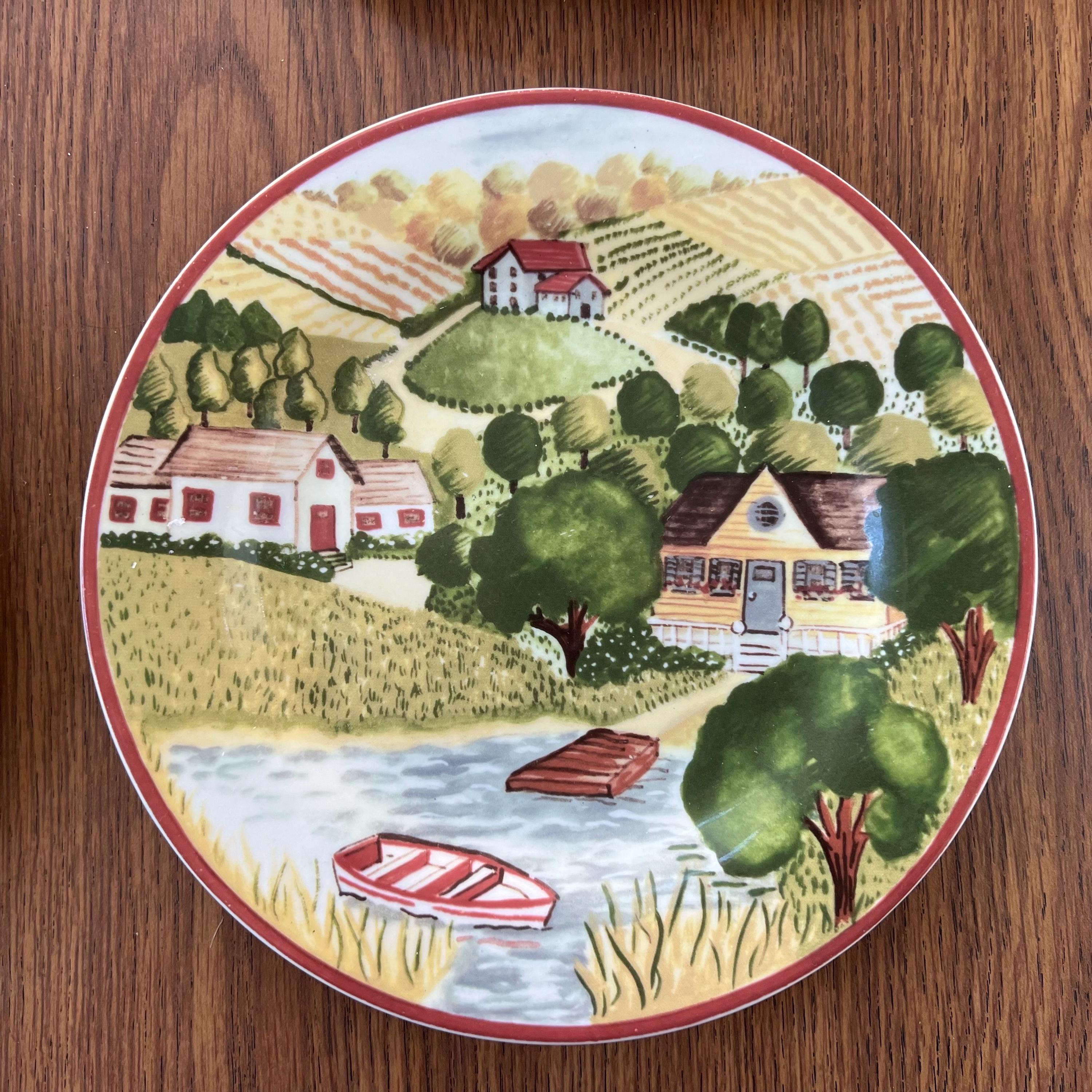 Gibson Farm Scene Plates • Set of 4 Cottagecore Kitchen Decor - Etsy