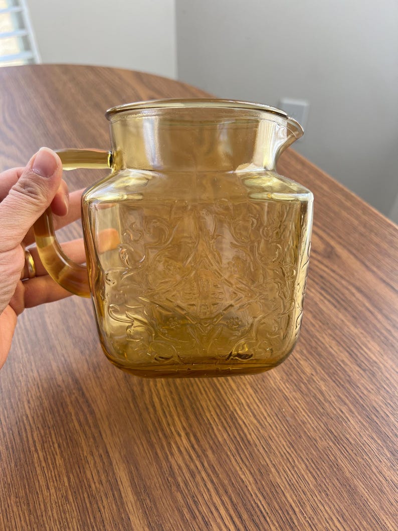 Federal Glass Madrid Amber Pitcher | Vintage Depression Glass Water ...