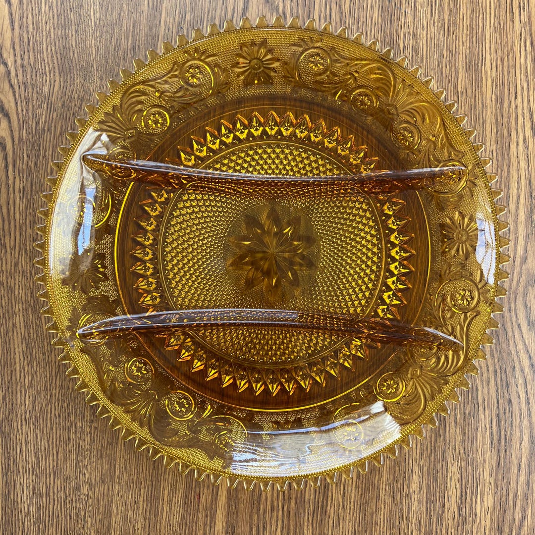 Indiana Tiara Amber Divided Plate – Vintage 3 Section Relish Tray ...