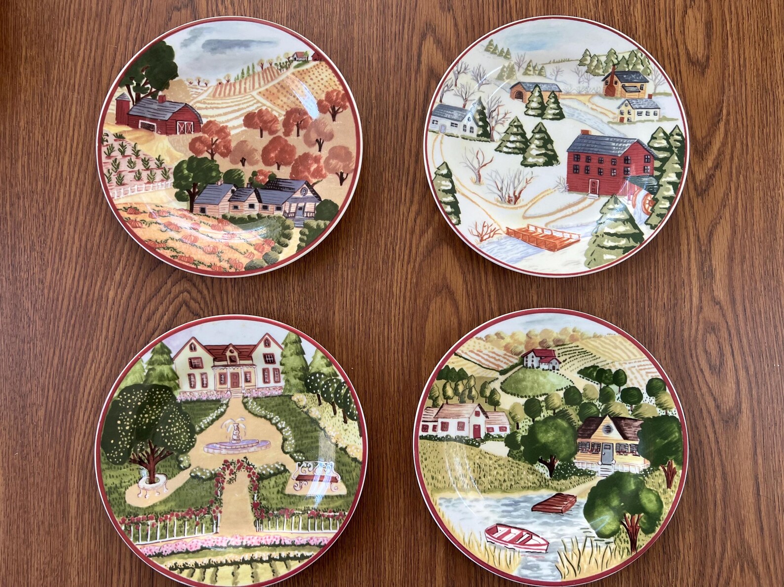 Gibson Farm Scene Plates • Set of 4 Cottagecore Kitchen Decor - Etsy
