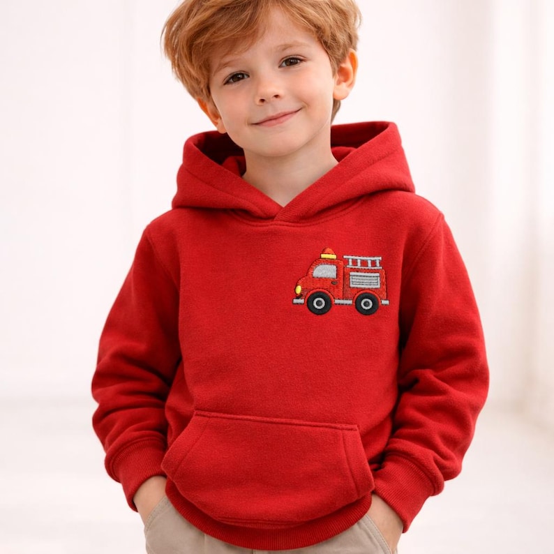 Mini Fire Truck Embroidery Design File – Red Engine Pattern, Little ...