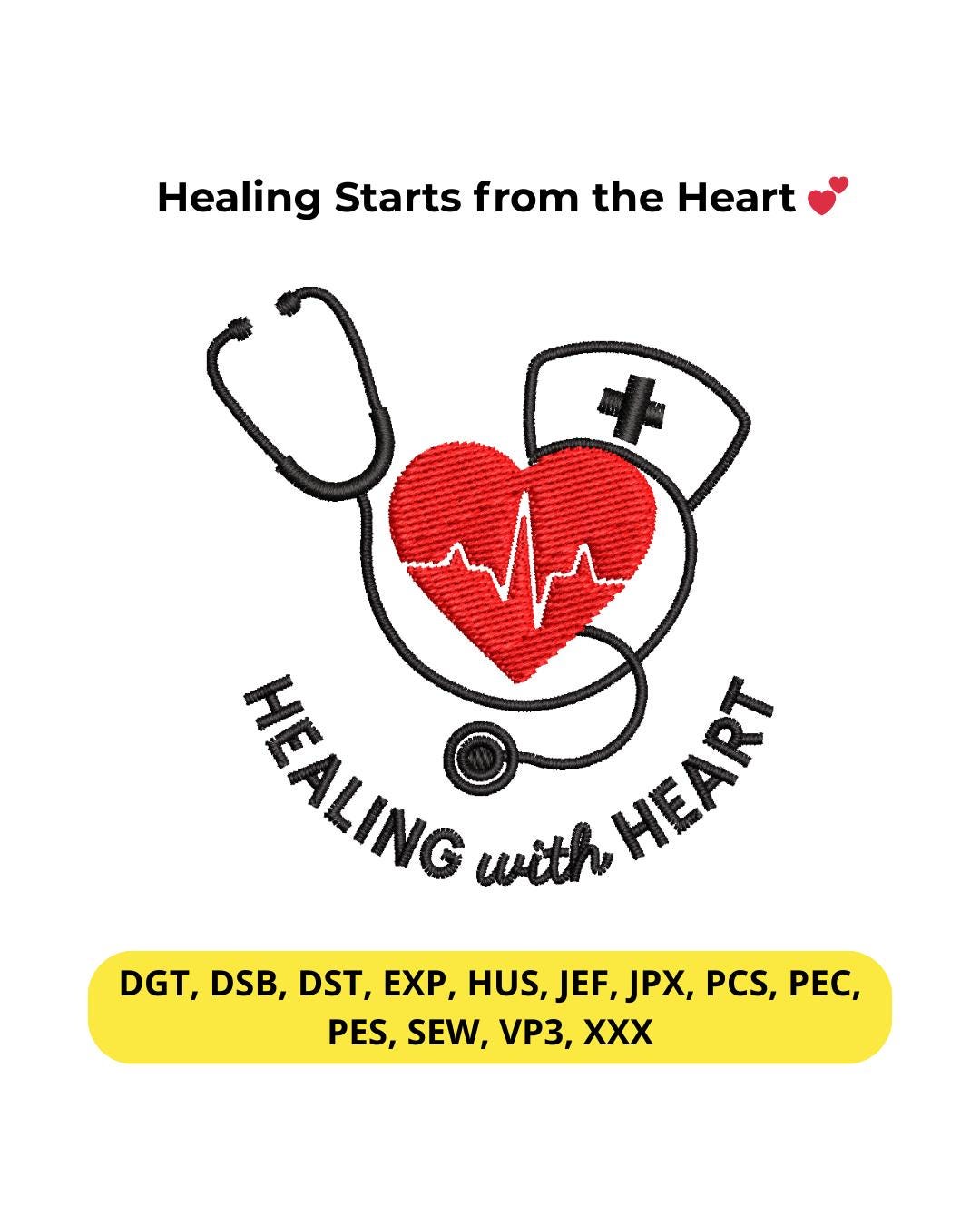 Stethoscope Heart Embroidery Design – Heartbeat Nurse Pattern, Medical ...