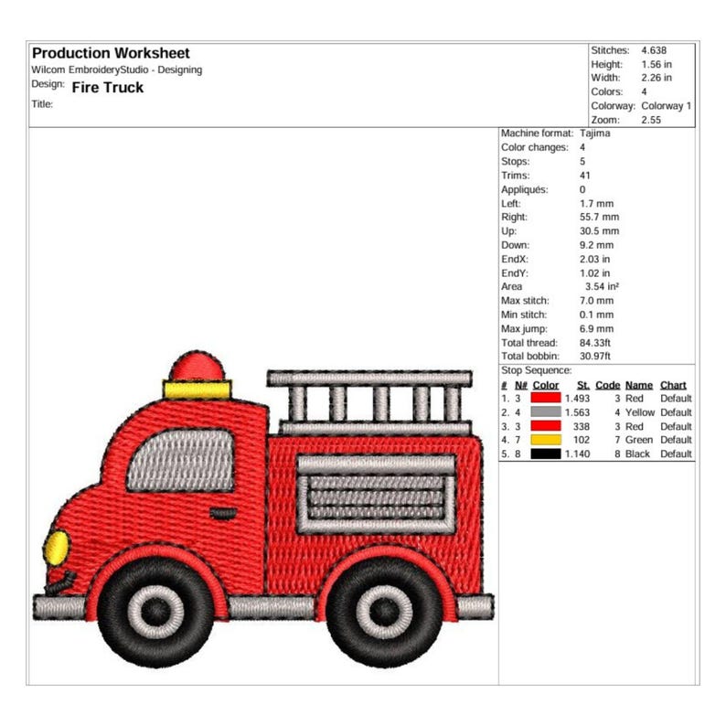 Mini Fire Truck Embroidery Design File – Red Engine Pattern, Little ...