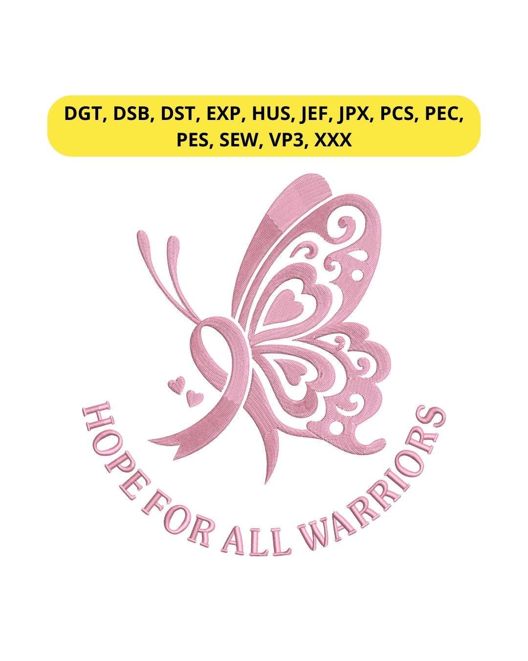 Butterfly Breast Cancer Awareness Embroidery Design – Hope for All ...