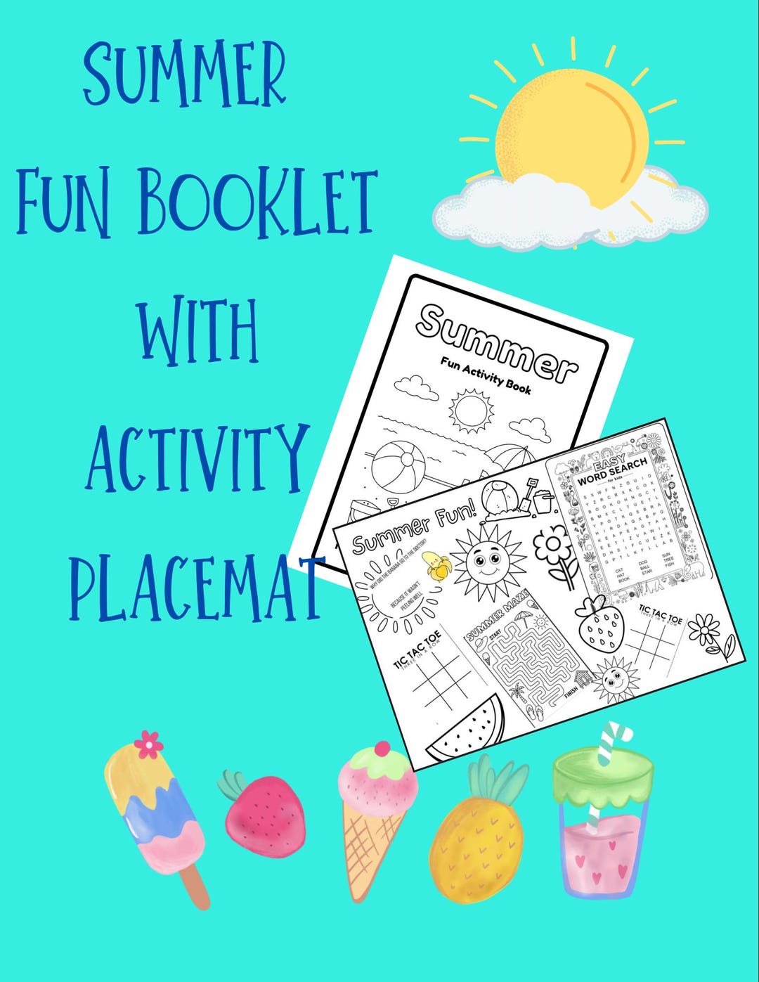 Activity Placemat | 5 Printable Pages PDF | Summer Fun - Etsy