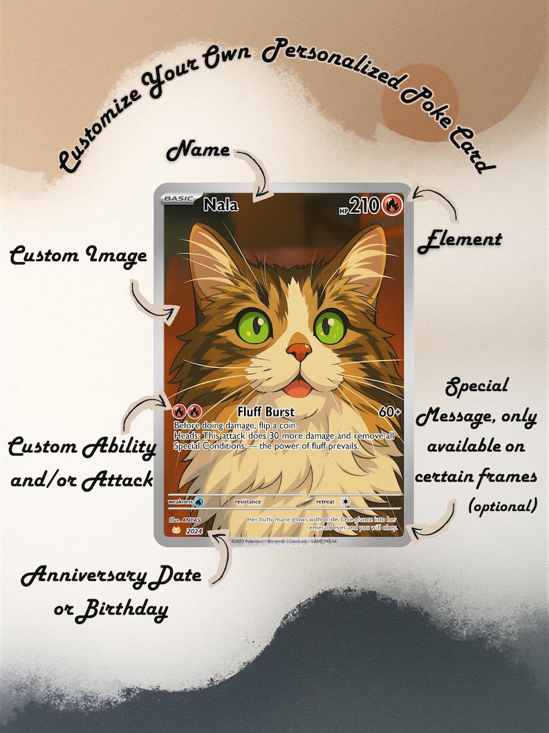 Custom Pokémon Card | Holographic Personalized Trading Game Gift for ...