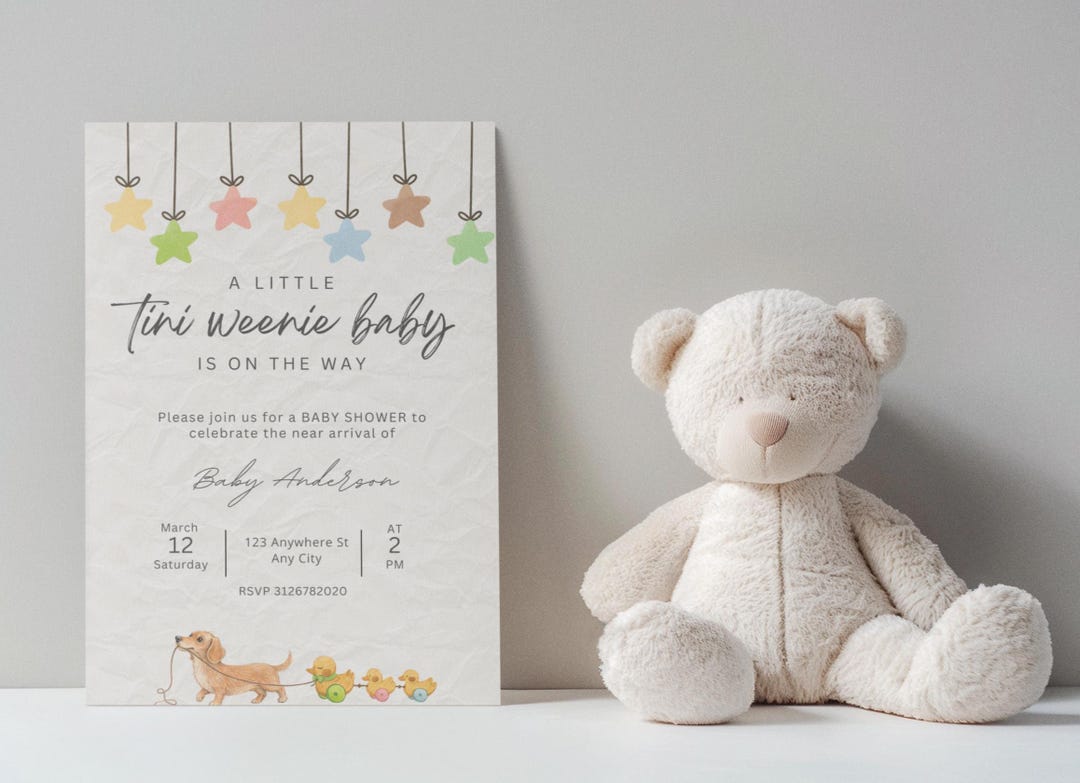 Dachshund Baby Shower Invitation, Wiener Dog Theme, Canva Template ...