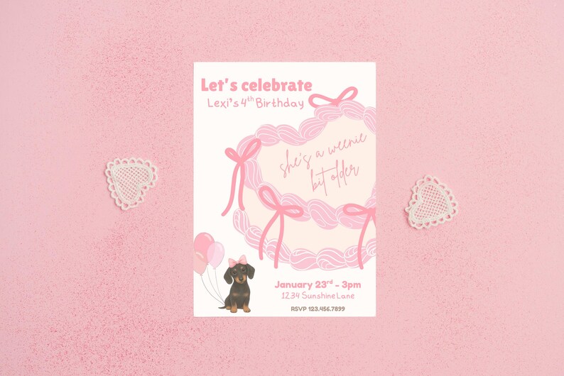 She’s a Weenie Bit Older Invitation, Dachshund Birthday Invite ...