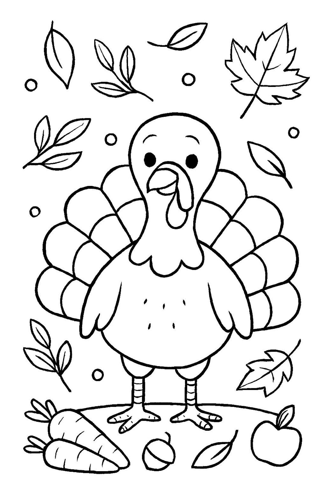20 Fall & Thanksgiving Coloring Pages for Kids | Printable | Cute ...