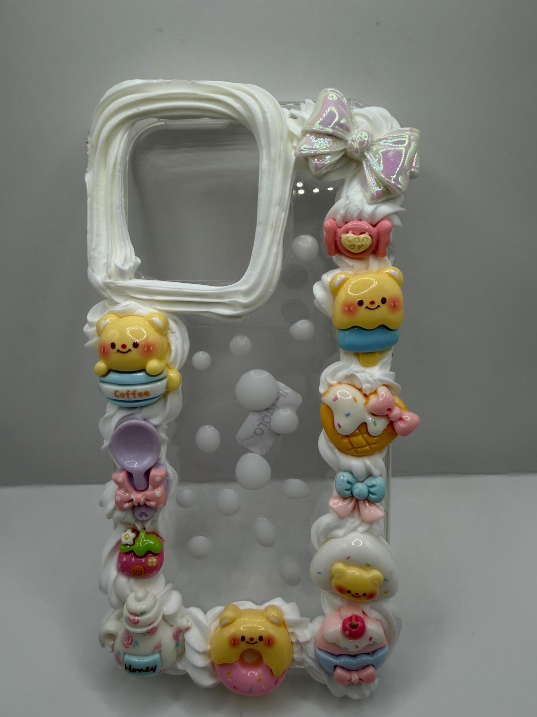 Kawaii Bear Café Decoden Phone Case • Coffee & Honey Pastel Charms ...