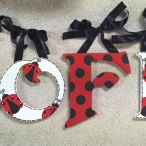 Lady Bug - Ladybug - Hand Painted - Custom - Wooden Nursery Hanging ...