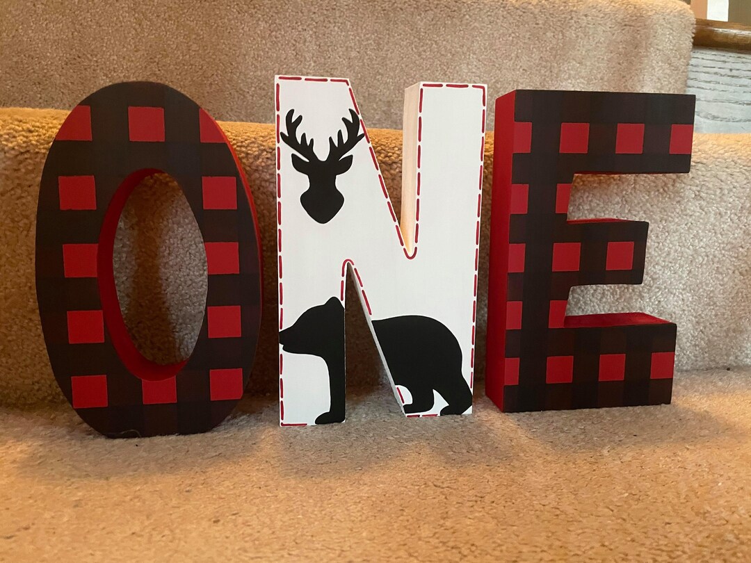 Wild ONE - One Happy Camper - Lumberjack - Buffalo Plaid - Wilderness ...