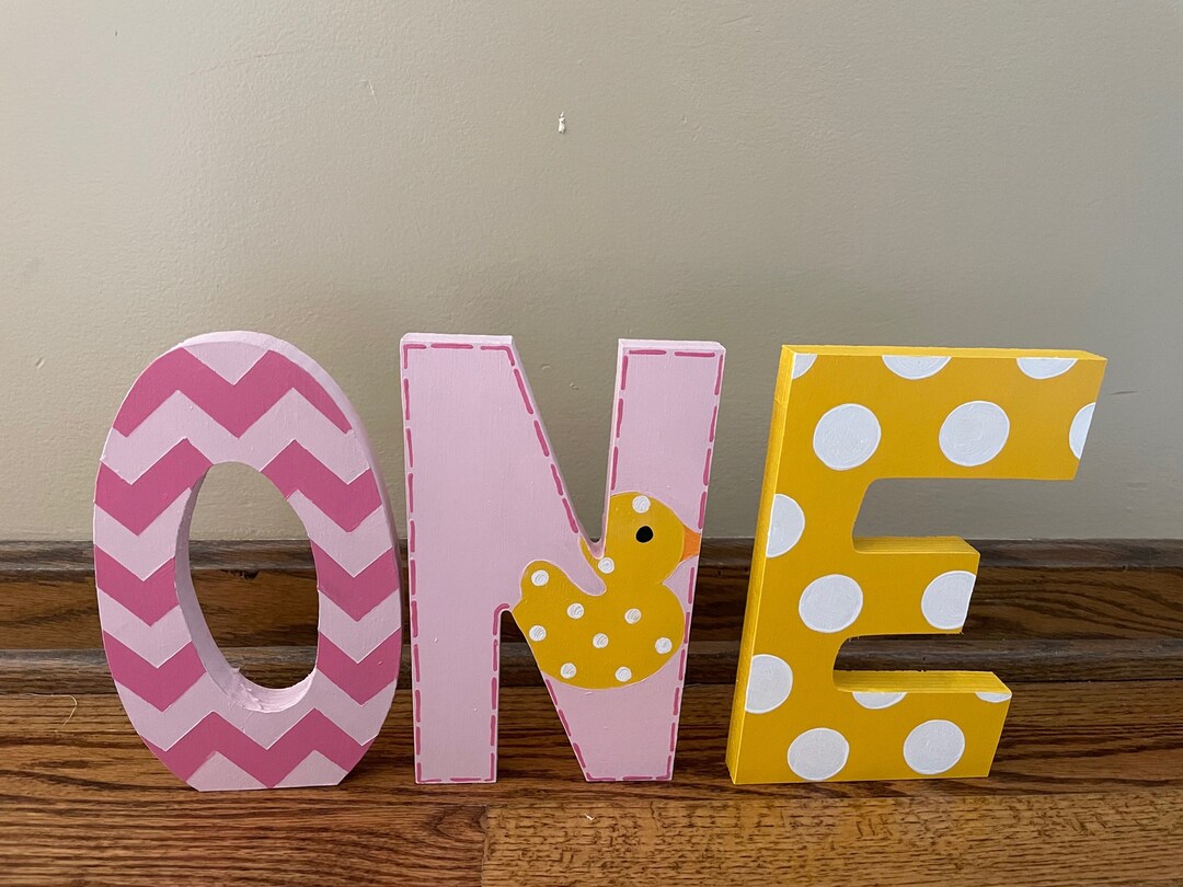 Rubber Duck - Ducky - Hand Painted - Freestanding ONE Blocks - Pink ...