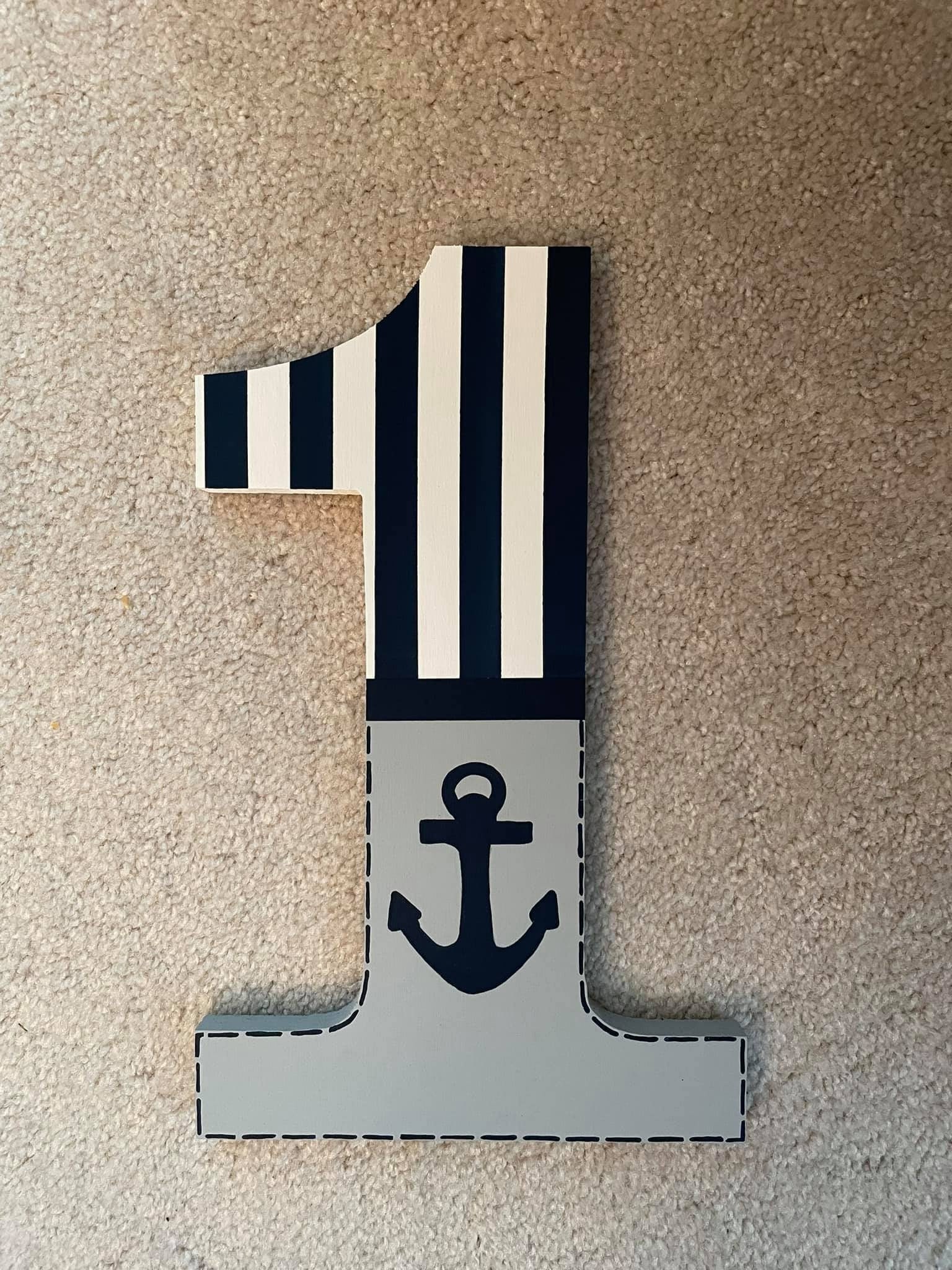 Anchor - Nautical - Ahoy - First Birthday - Number 1 - Photo Prop ...