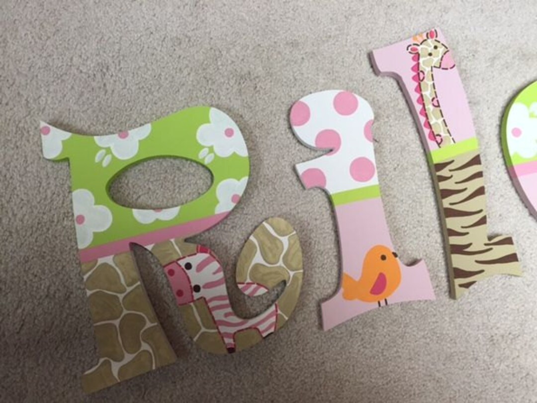 Jungle Jill - Hand Painted - Wooden Wall Letters - Bedroom - Nursery ...
