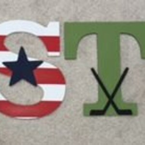 Sports Letters, Rugby Stripe, Hand Painted, Wooden, Nursery Letters ...