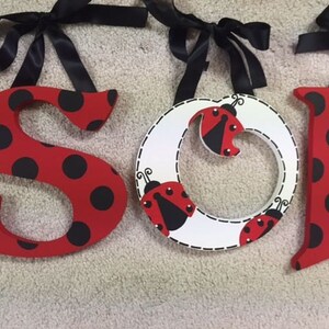 Lady Bug - Ladybug - Hand Painted - Custom - Wooden Nursery Hanging ...