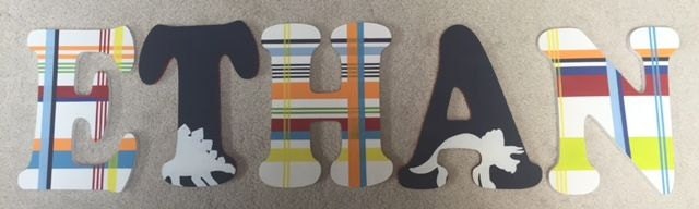 Dinosaur Madras Hanging Wall letters nursery decor | Etsy
