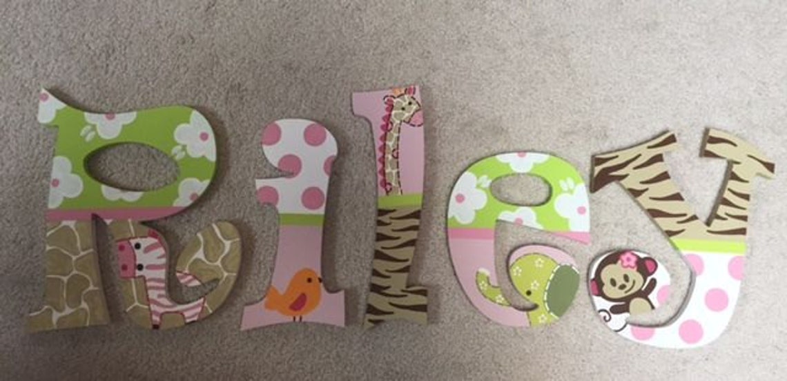 Jungle Jill Hand Painted Wooden Wall Letters Bedroom - Etsy