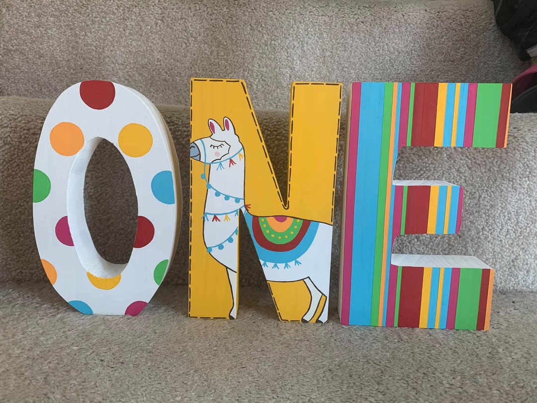Numero Uno Party - Llama Fiesta - Hand Painted - ONE - Wooden Age ...