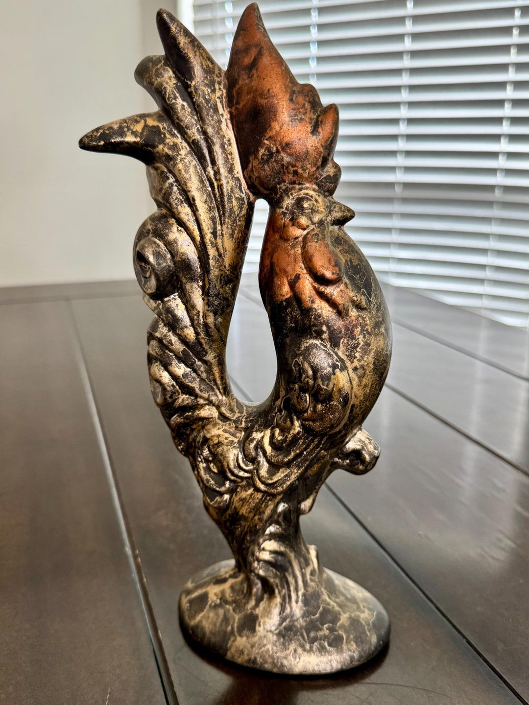 Vintage Rooster Sculpture – Antiqued Bronze & Verdigris Finish ...