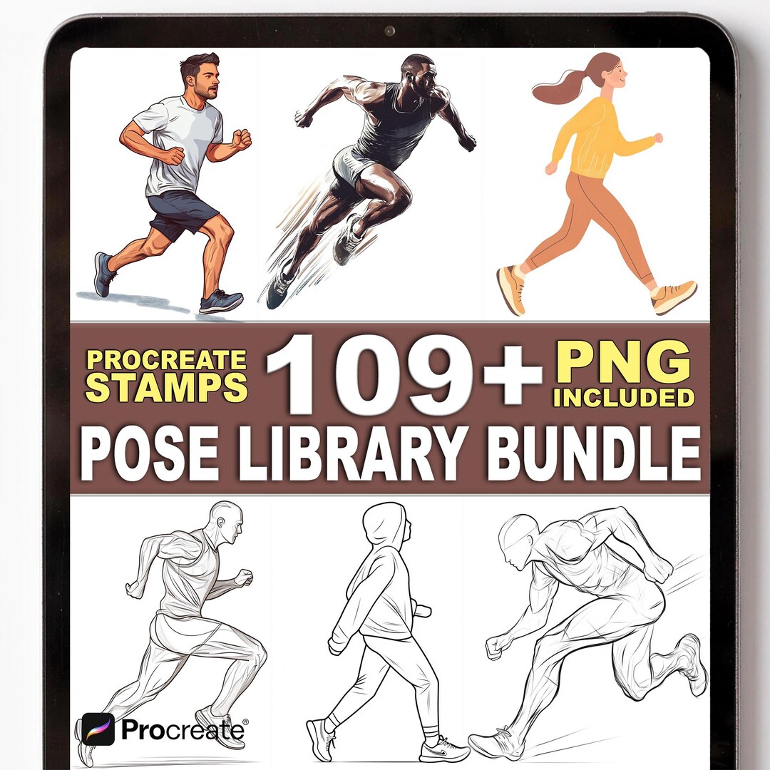 109+ Character Poses Procreate Stamps – Dynamic Figure Poses & Drawing ...