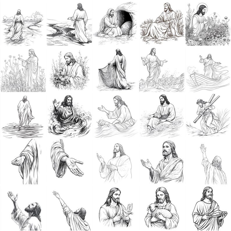 Jesus Christ Scene Procreate Stamps Set | 109+ Religious Cross Church ...