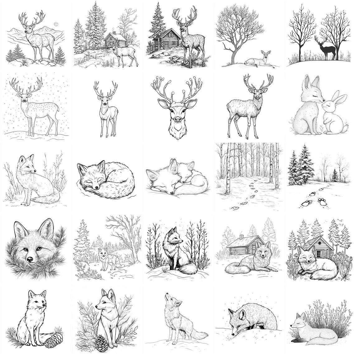 109+ Winter Woodland Animals Procreate Stamp Set – Foxes, Deer & Forest ...