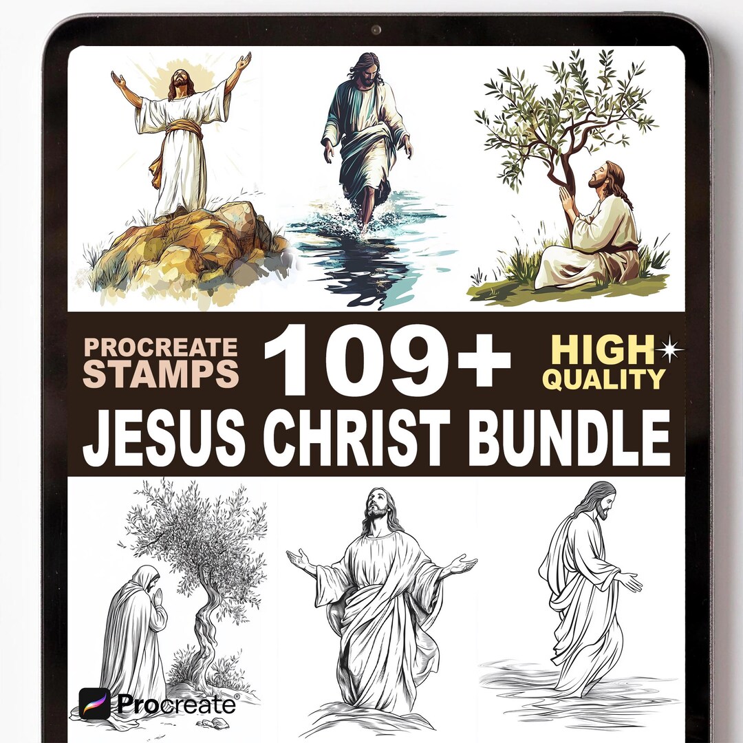 Jesus Christ Scene Procreate Stamps Set | 109+ Religious Cross Church ...