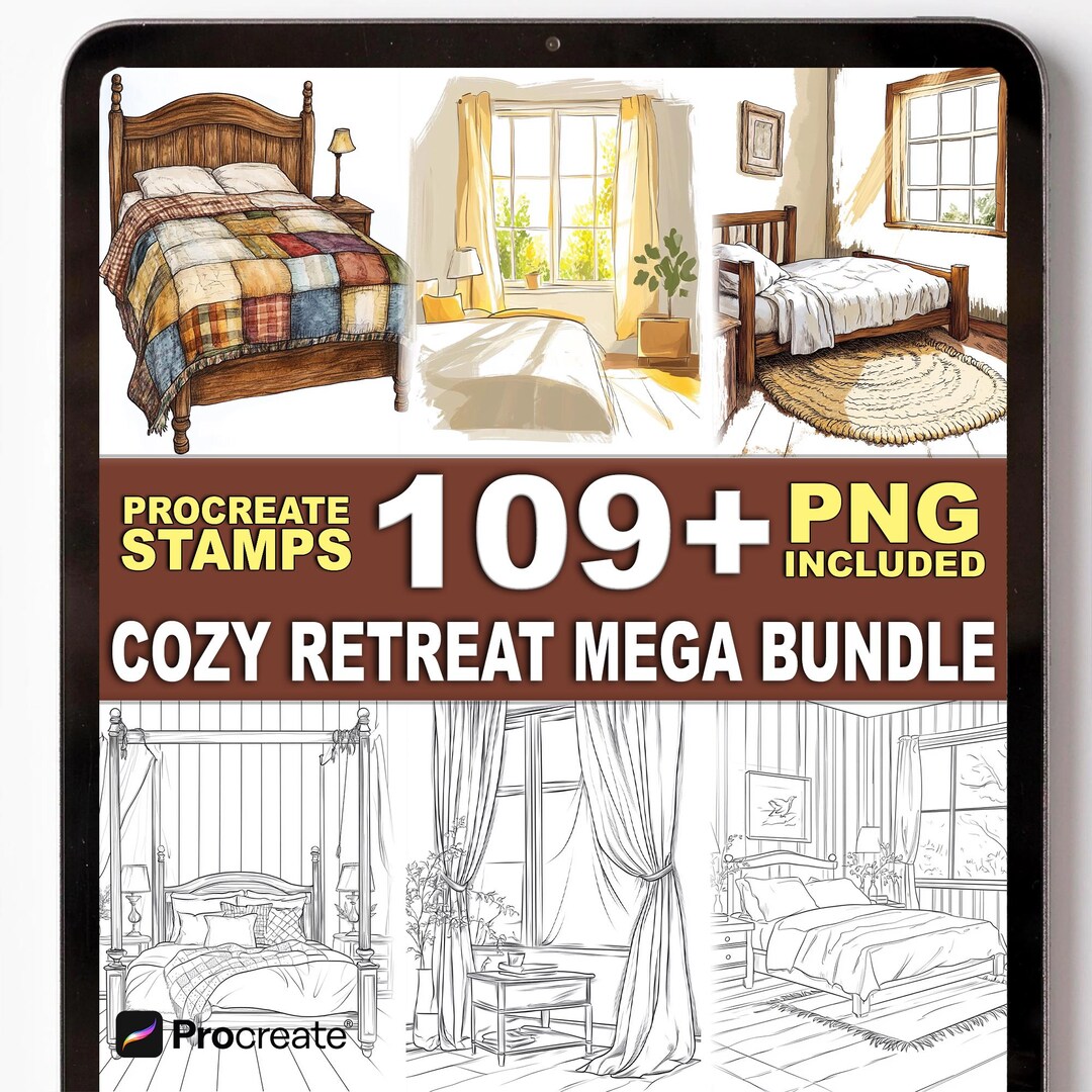 109+ Cottage Interior Procreate Stamps – Rustic Furniture, Decor ...