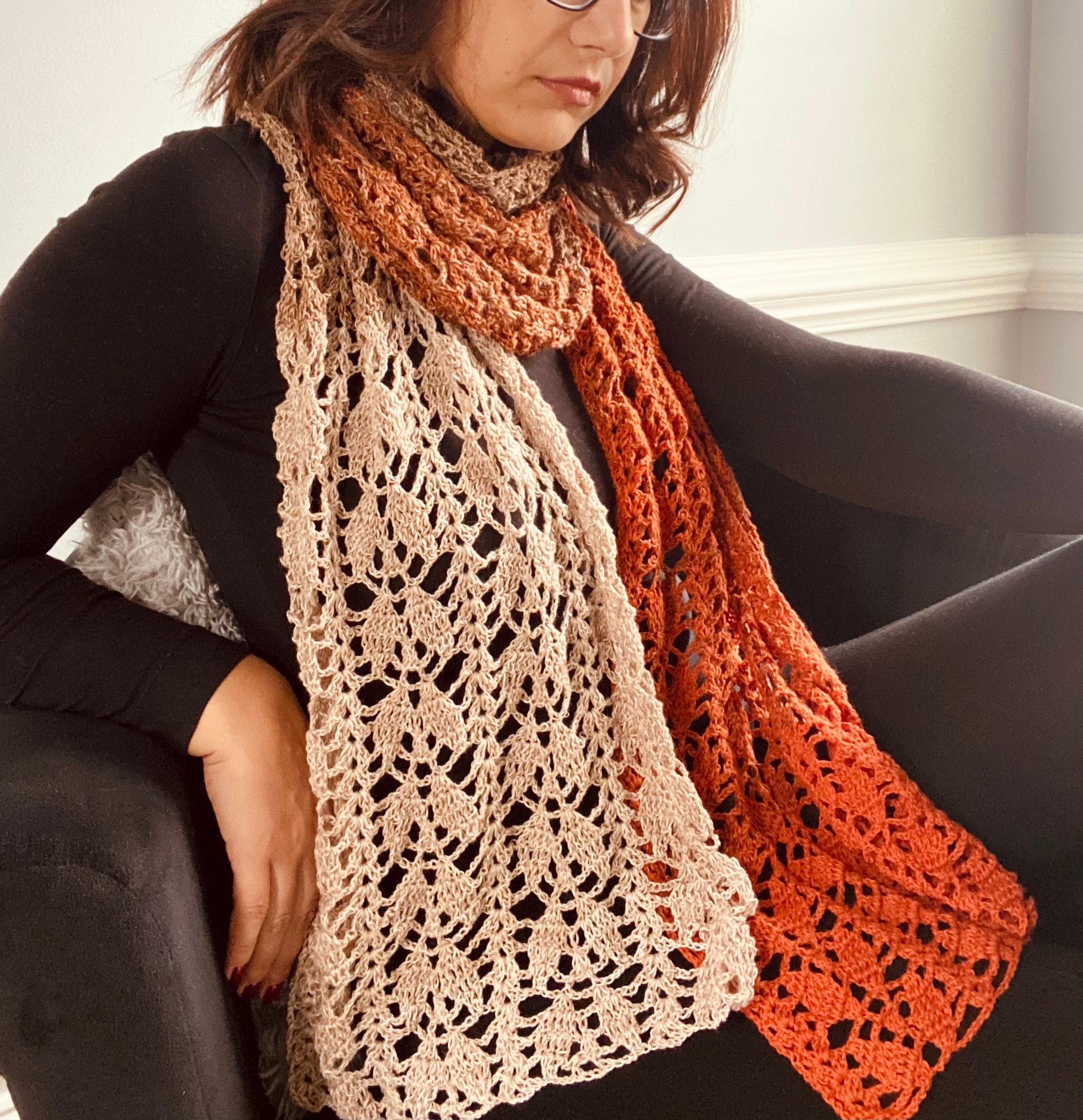 Crochet Leaf Shawl Pattern the Leaf Scarf - Etsy