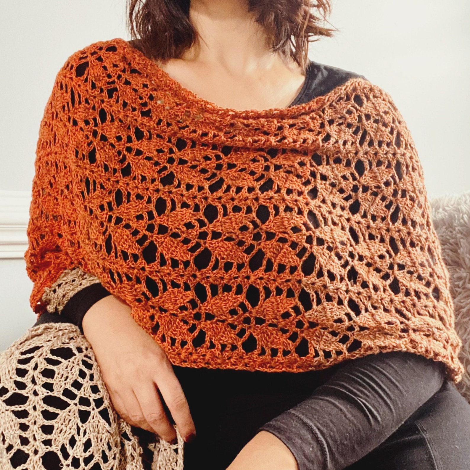 Crochet Leaf Shawl Pattern the Leaf Scarf - Etsy