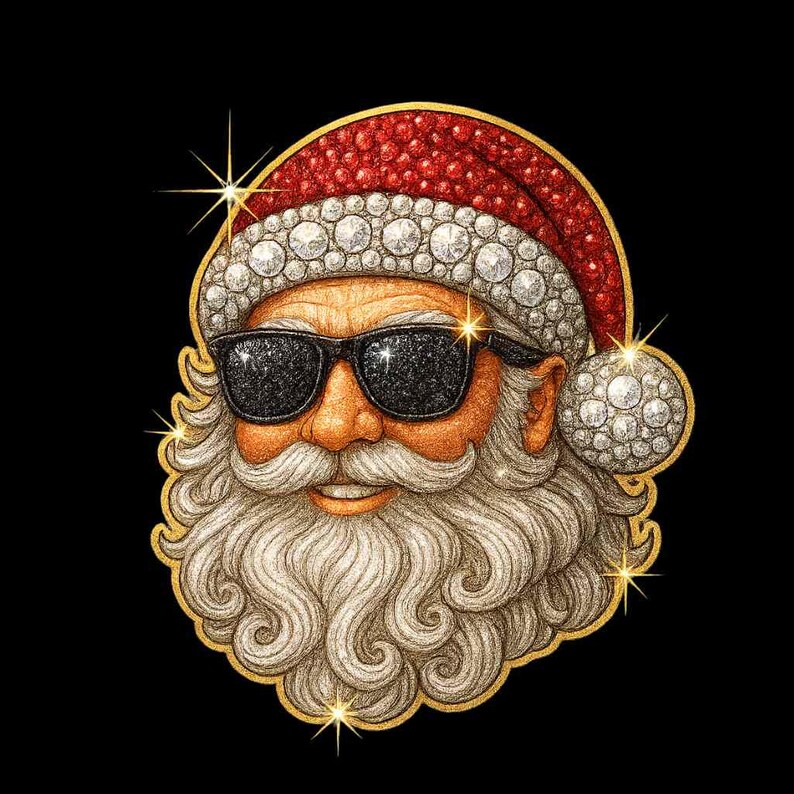 Glam Santa PNG | Diamond & Glitter Christmas Clipart (digital Download ...