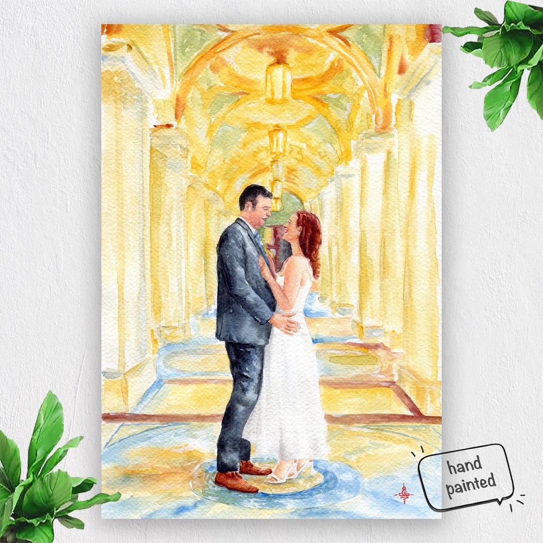 Custom Wedding Watercolor Painting From Photo: Hand-painted Portrait - Etsy