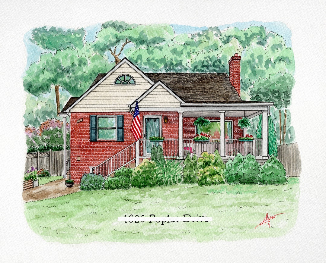 Custom Watercolor House Portrait: Hand-painted Home Painting - Etsy