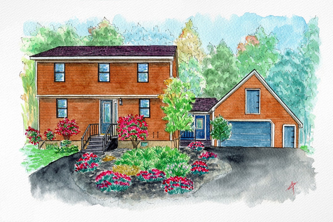Drawing From Photo, Watercolor House Portrait, Painting From Photo ...