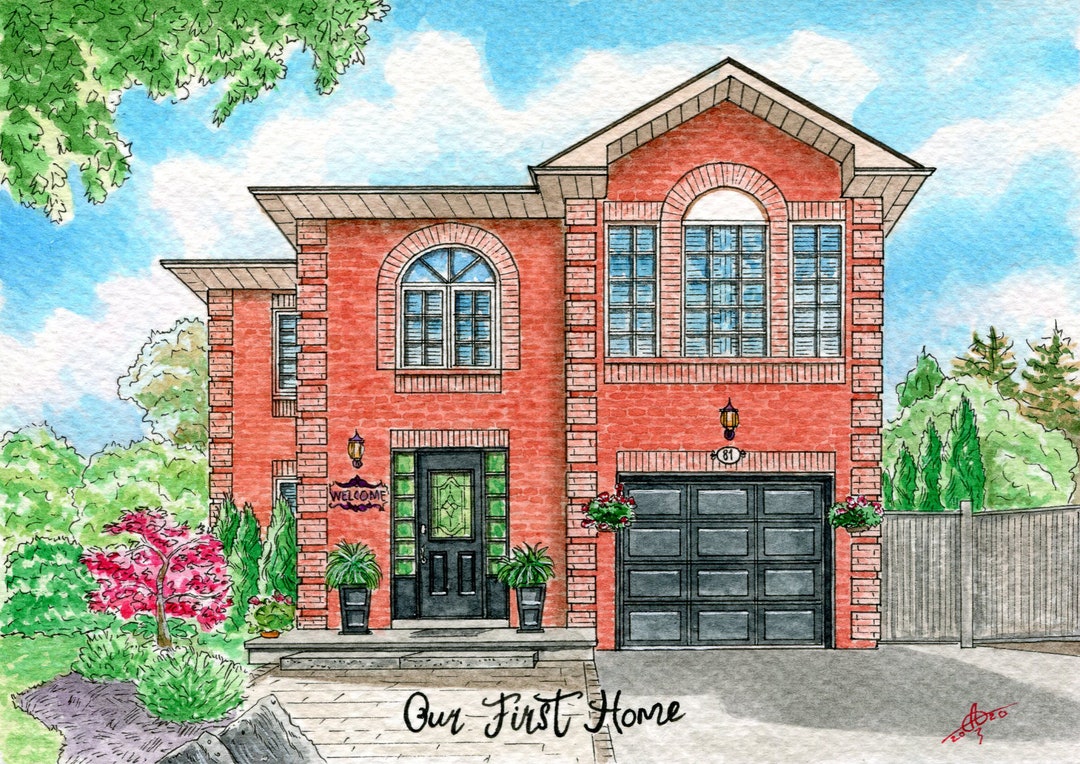 Personalised House Portrait, Drawing From Photo, Watercolor House ...
