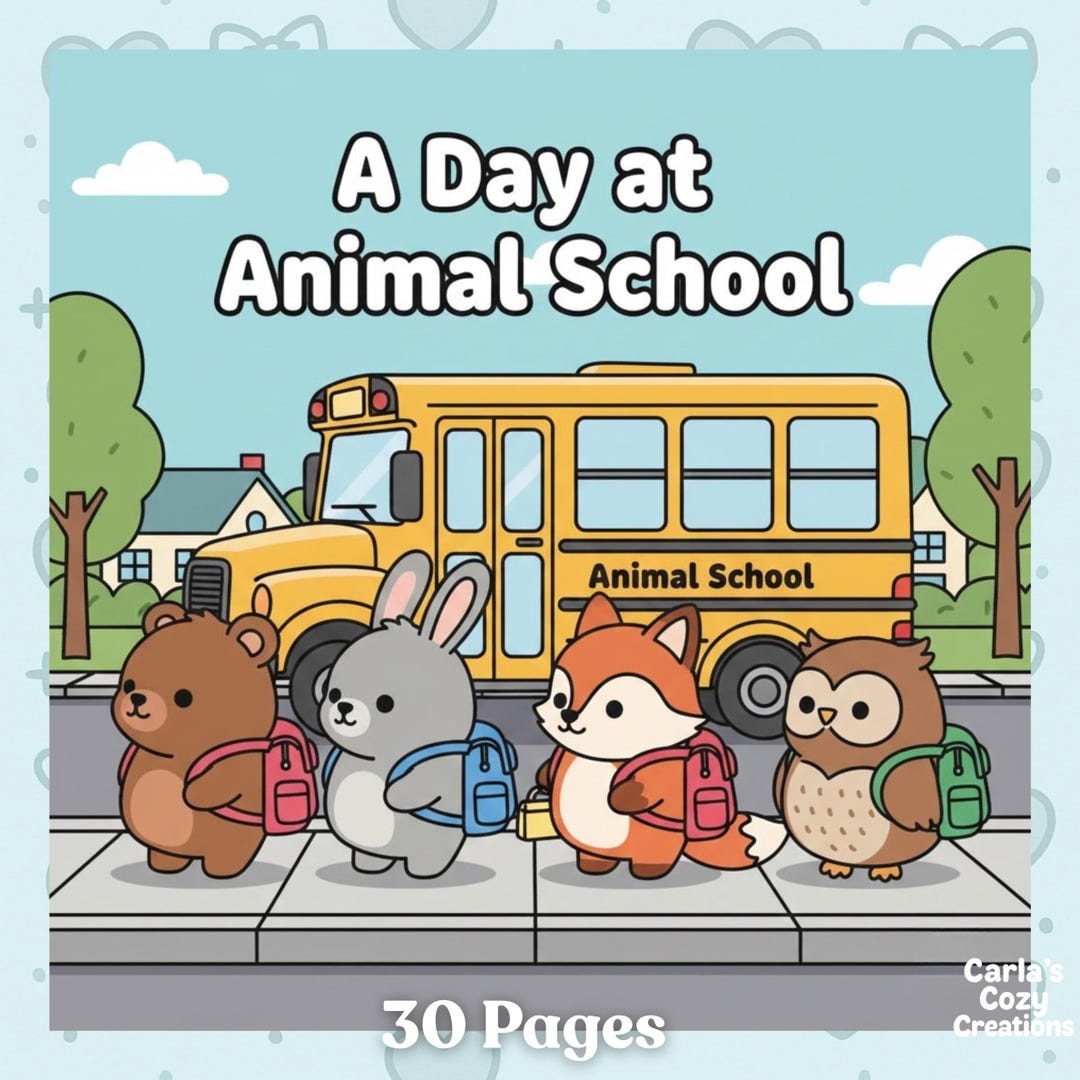 Animal School Coloring Book | Kawaii Back to School PDF | Educational ...