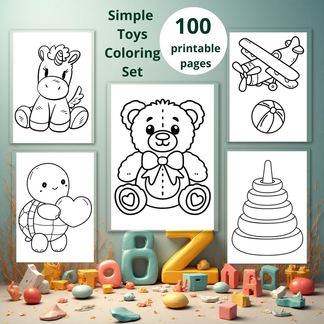 Toy Coloring Book – 100 Simple Pages for Toddlers (printable PDF) - Etsy UK