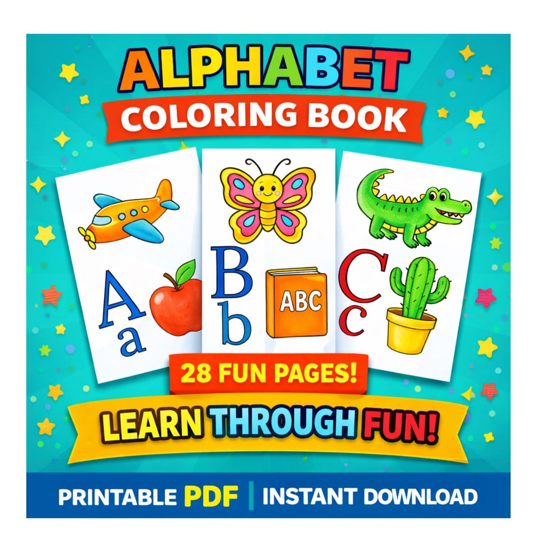Toddler ABC Coloring Book, Fun Alphabet Learning (digital PDF, 28 Pages ...
