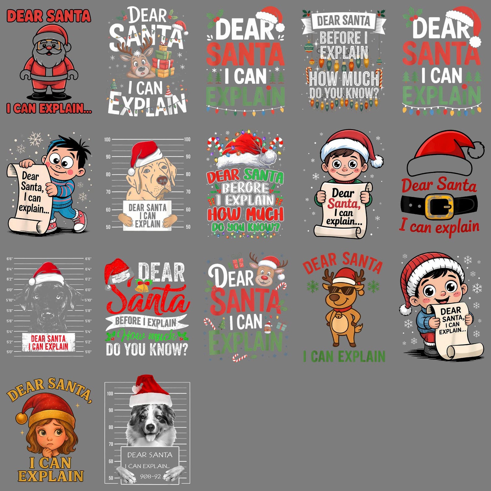 Dear Santa I Can Explain PNG – Funny Family Christmas Clipart, Men ...