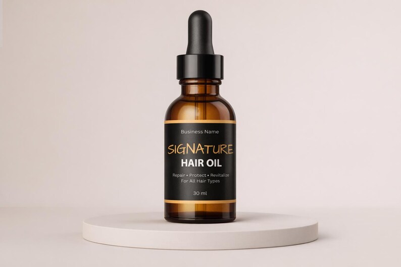 Custom Hair Oil Label Template | 30ml Dropper Bottle (canva Editable ...