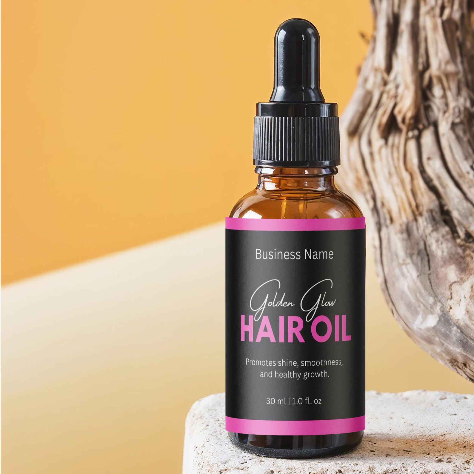 Hair Oil Label Template | Cosmetic Label | 30ml Dropper Bottle, Canva ...