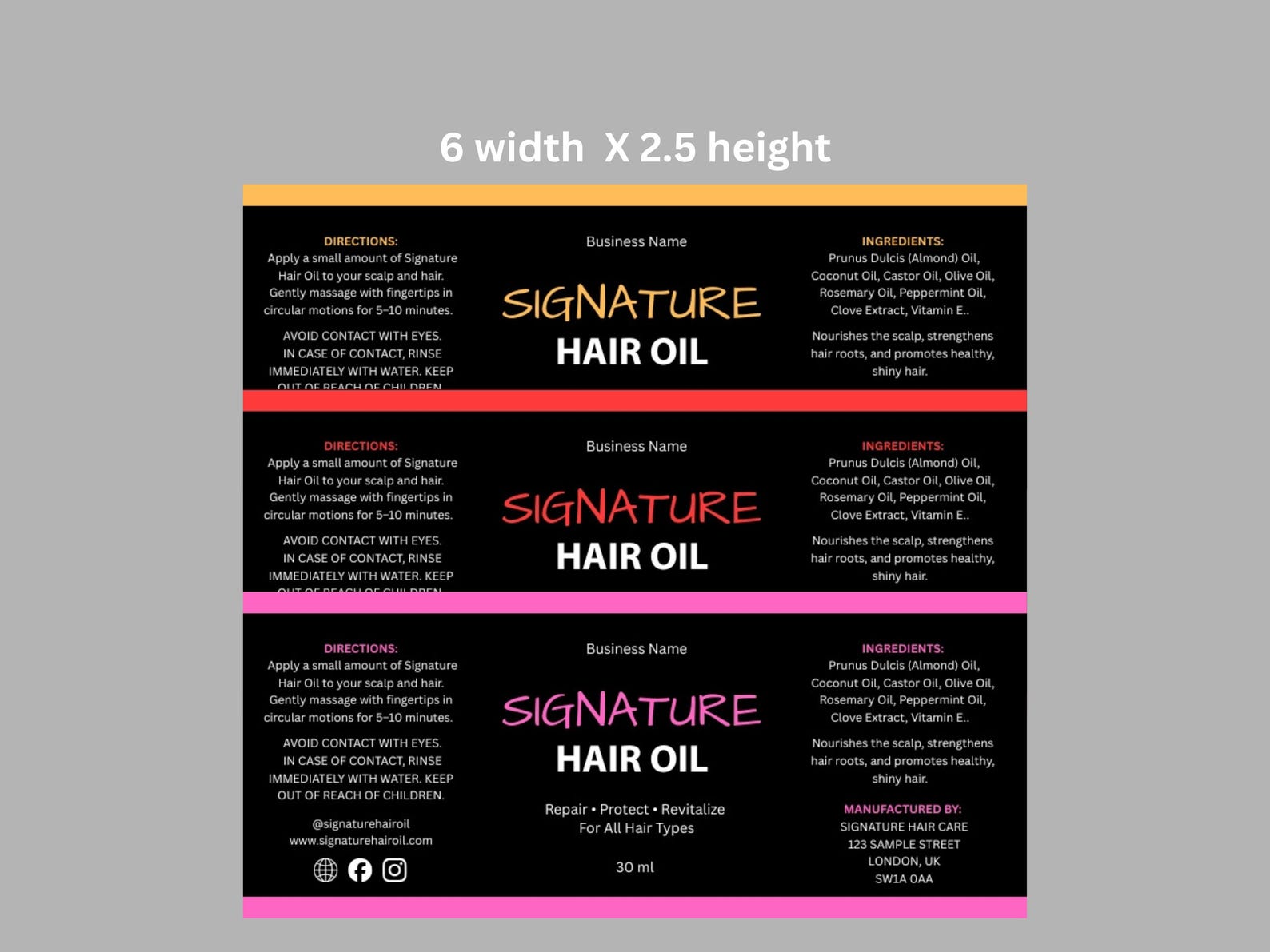 Custom Hair Oil Label Template | 30ml Dropper Bottle (canva Editable ...