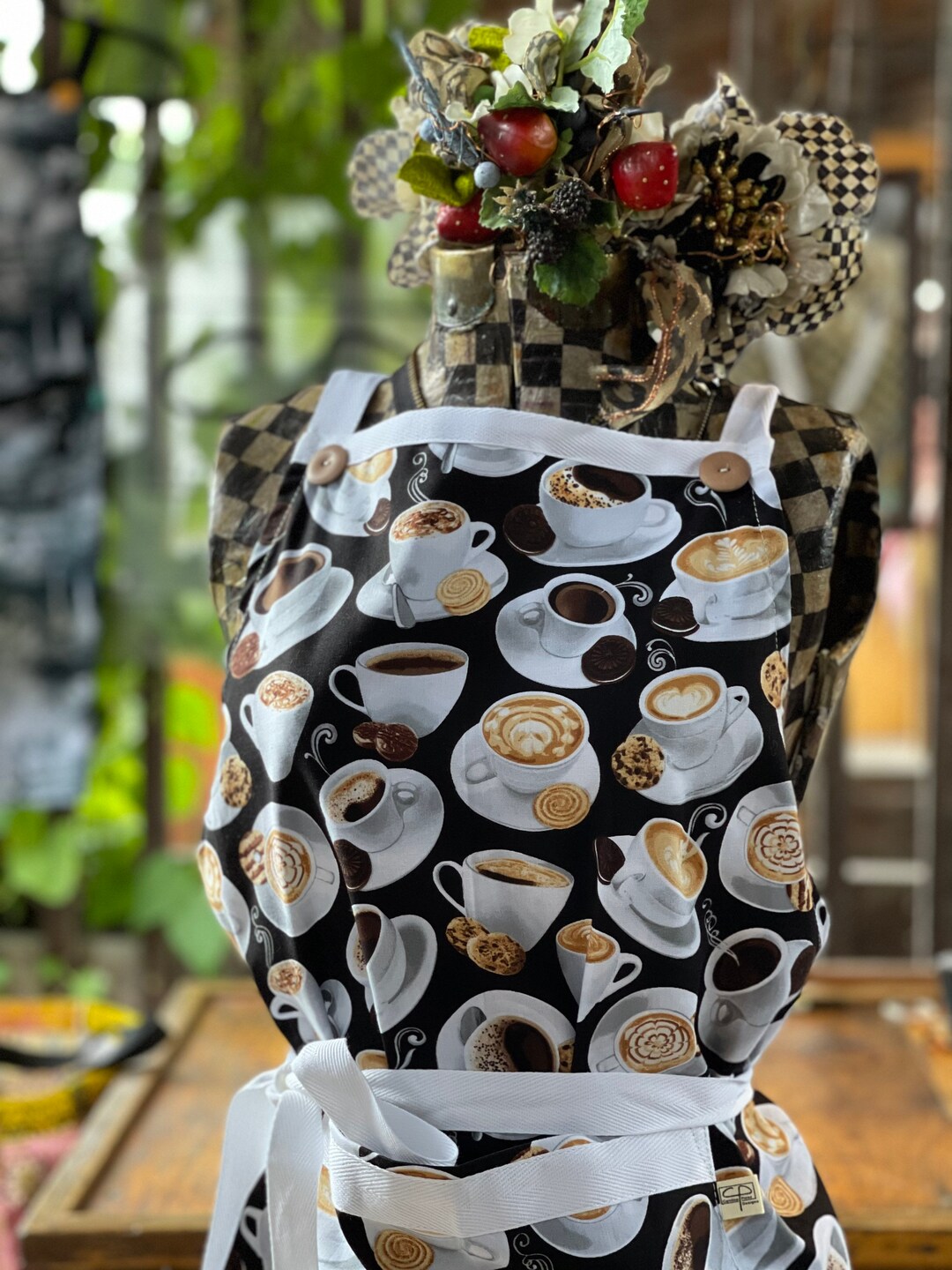 Coffee Print Apron, Espresso Chef, Cotton Twill Ties - Etsy
