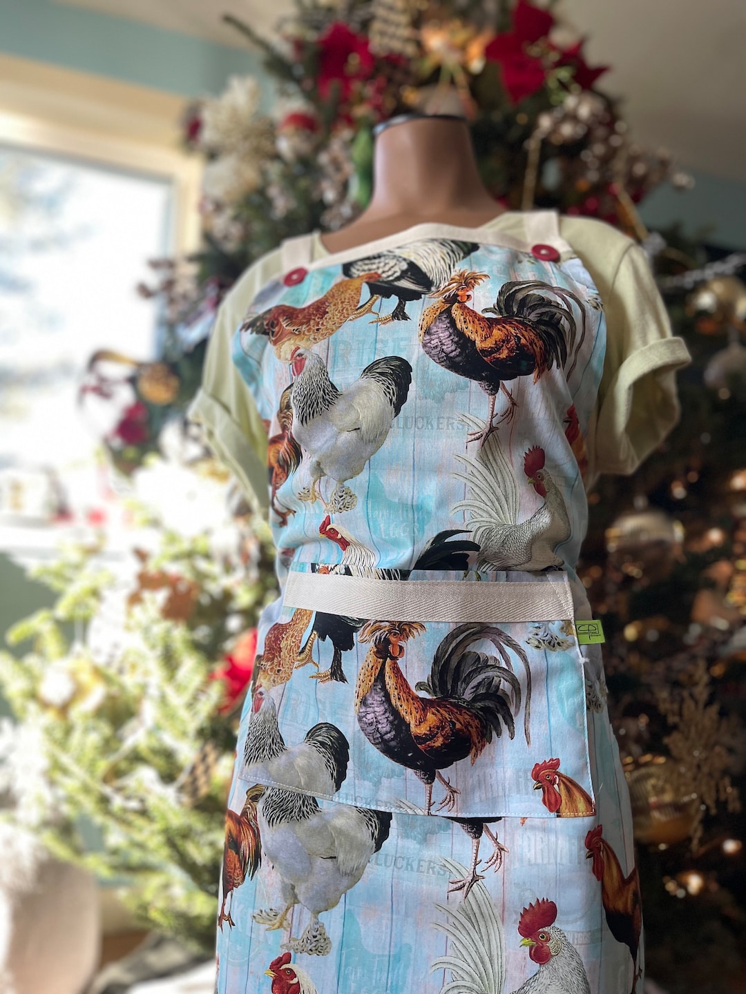 Chicken Apron, Rooster Apron, Blue Apron, Party Apron, Novelty Apron - Etsy
